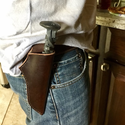 Natural Oiled Hand Made Leather Right Handed Pocket Knife Holster With ...