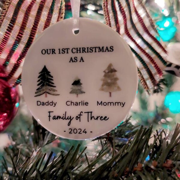 Family of Three Christmas Ornament - Family of 3 - Family Ornament ...