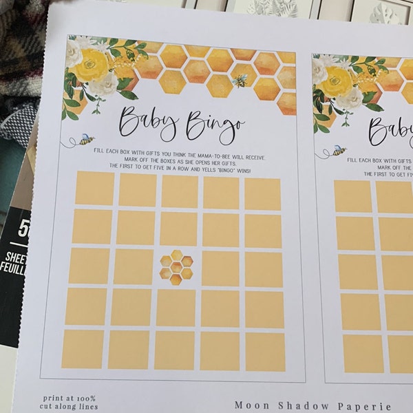 Baby Bingo Game // Bee Baby Shower, Bee Theme, Baby Bee, Gender Neutral ...
