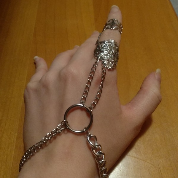 Fairy Bracelet, Ring Chain Bracelet, Punk Jewelry, Ring Bracelet ...