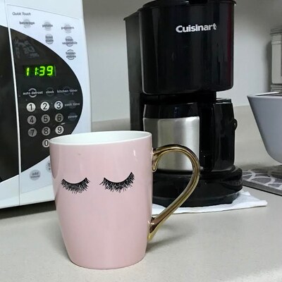 Eyelash Mug Pink and Gold Eyelashes Coffee Mug Makeup and Lashes Mug ...