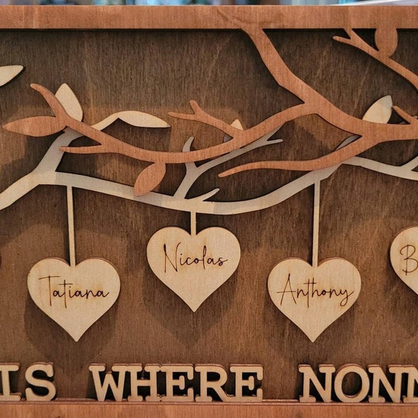 Family Tree Hanging Heart 3D Wall Hanging Decoration or Gift With Stand ...