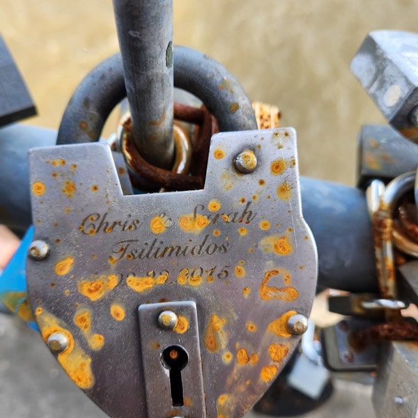Personalized Custom Hand-forged Love Lock (silver) - Engraved Padlock ...
