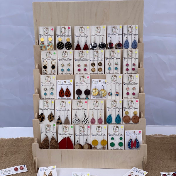 5 Tiered XL Earring Cards Display, Holds 25 Cards, Countertop 5 Tier ...