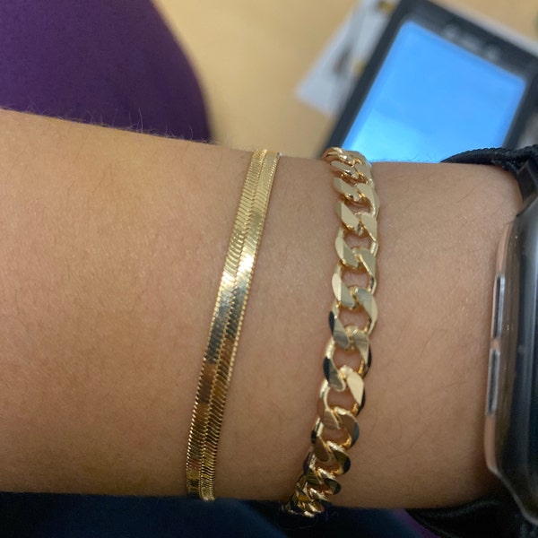 Gold Link Chain Bracelets, Stack Bracelets, 18k Gold Filled Bracelets ...