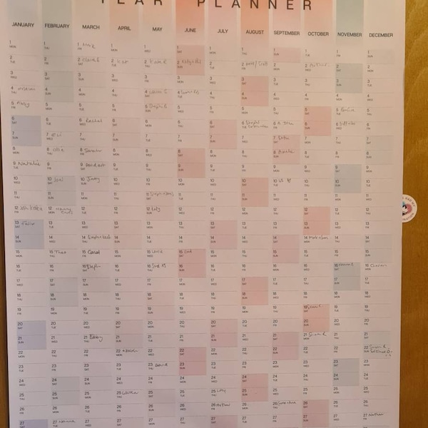 A3 Wall Calendar Sheets, Start Any Month, Monthly Planner, Large ...