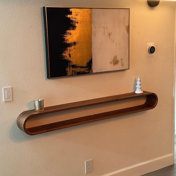 Mid-century Modern Curved Floating Shelves Modern Floating Wall Shelf ...