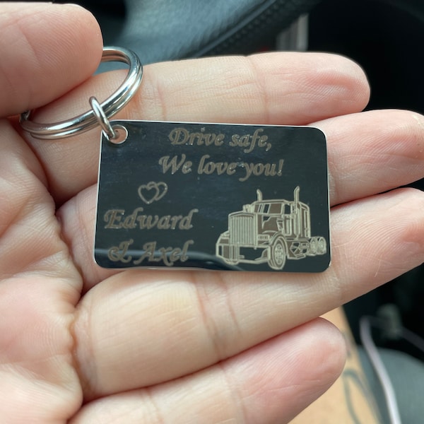 Drive Safe Keychain, Truck Driver Keychain, Custom Trucker Keychain ...