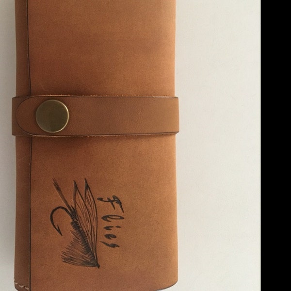 Personalized Leather Fly Fishing Wallet With Sheep Skin -fishing ...