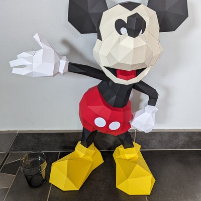 Mickey Mouse Papercraft PDF, SVG Template for DIY Low Poly Mickey Mouse ...