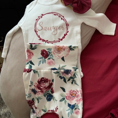Baby Girl Coming Home Outfit Name Bodysuit Personalized Going - Etsy