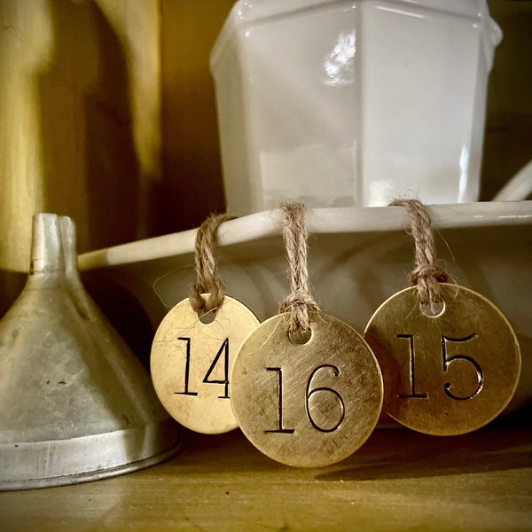 Custom Hand Punched Round Brass Tag - Hand Stamped Key Tag - Hand Made ...