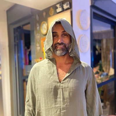 Mens Tunic 'scott', Hooded Tunic Men, Mens Kaftan, Linen Kaftan, Men ...