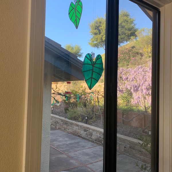 Monstera Leaves Suncatcher Stained Glass Window Hanging Decor Plant ...