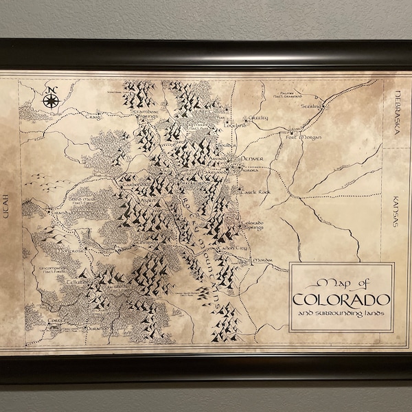 Colorado Map / Tolkien Inspired / Free US Shipping - Etsy