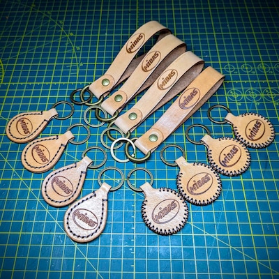 Engraved Leather Tag Keychain: Stitched, Customized, Personal Memento ...