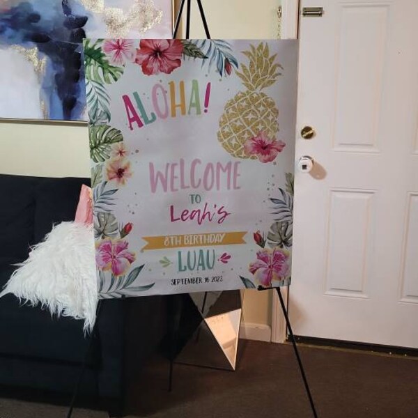 Aloha Welcome Sign Gold Pineapple Tropical Hawaii 16x20 Any Age ...