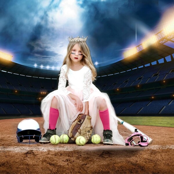 Baseball Digital Backdrop - Softball | NIGHT & DAY STADIUM | Photoshop ...