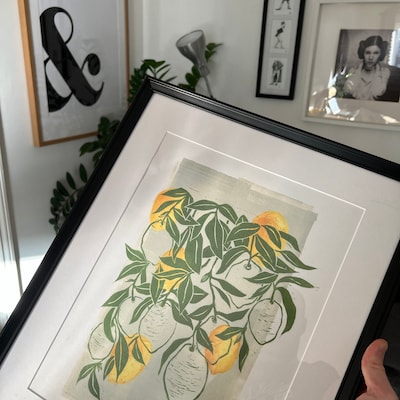 Heavy Lemons Linocut Print Over Impressionist Lemons Digital - Etsy