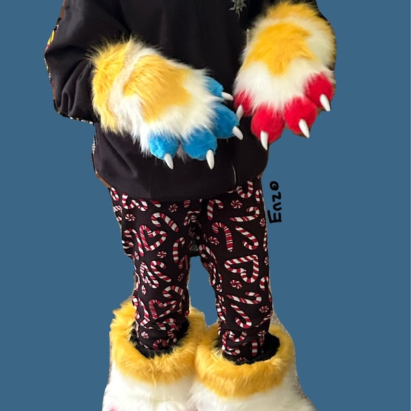 Furry Paws With Star Pattern and Colorful Style | Fluffy Fursuit ...
