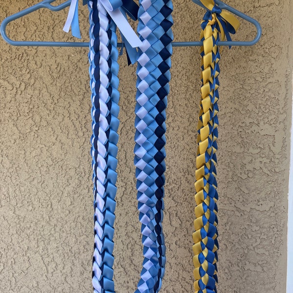 50” Deluxe Double Braided Ribbon Leis Three Color With Third Color ...