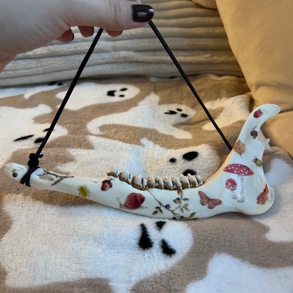 Cottage Core Deer Jawbone Wall Hanging Decor Real Bone Painted Skull ...