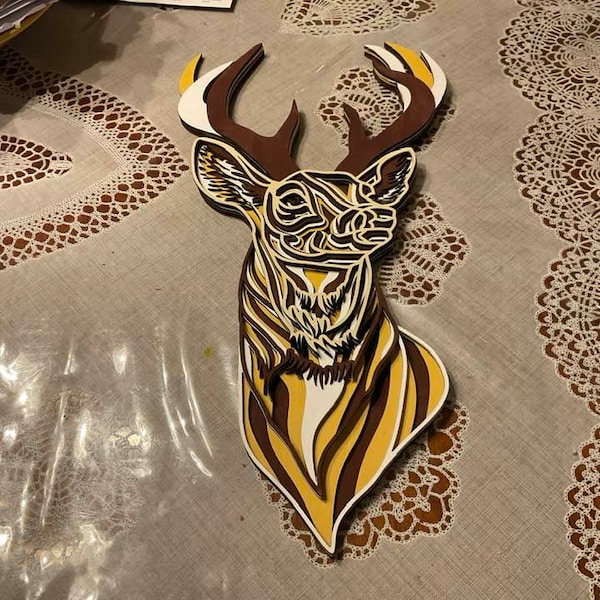 Multilayer Mountain Deer Laser Cut File Deer 3D Laser File SVG Layered ...