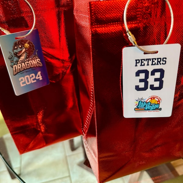 Fully Customized Bag Tags: Double-sided Personalized Sports, Events Bag ...