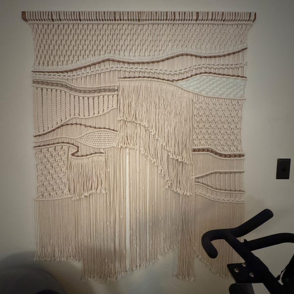 Macrame Wall Hanging Boho Decor Fiber Wall Art Abstract Macrame Long ...