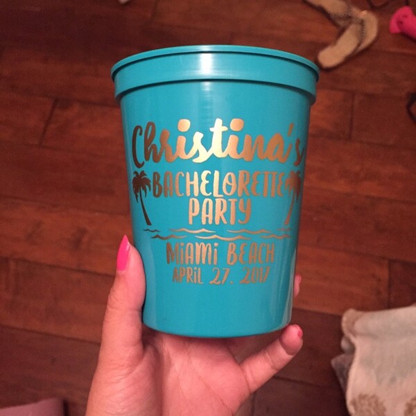 Bachelorette Party Favor, Aloha Beaches, Custom Party Cups, Bridal ...