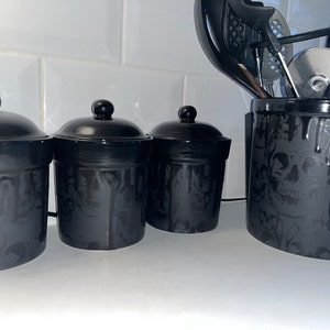 Skull Plate Set, Matte Black, Square Gothic Lunch, Alternative Dinner ...