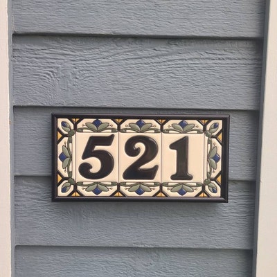 House Numbers Address Tiles Framed Set Custom Address Tiles Sign Hand ...