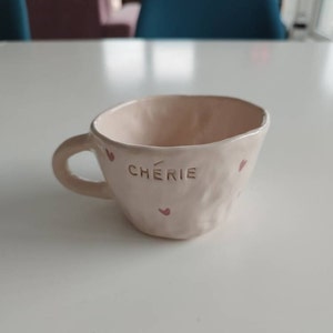Handmade Ceramic Simple Pottery Mug With Small Red Hearts 1 Mug - Etsy