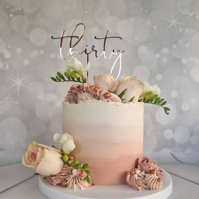 Acrylic Thirty Cake Topper Decoration Various Colours 18k Gold Plated ...
