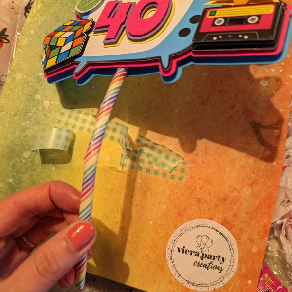 80s Cake Topper, Retro Neon Party, Custom Cake Topper, Custom Decor ...