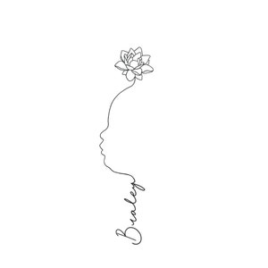 Custom Baby Side Profile Birth Flower Tattoo Elegant Minimalist Digital ...