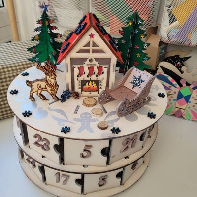 Fichier calendrier avent coupe laser DXF Noel calendar avent - Etsy France