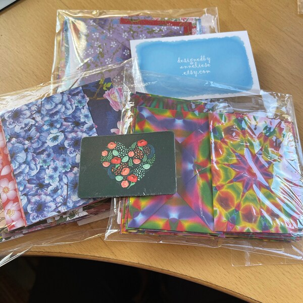 Japanese Mini Thank You Cards, Mini Note Card Set, Bright, Colourful ...