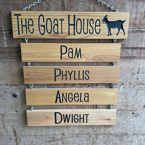 Large "the Goat House" Hanging Name Sign // Drop Down Name Signs ...