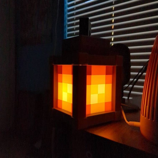 Pixelated Night Light Lantern - Night Lamp Birthday Gift - Kids Bedroom ...