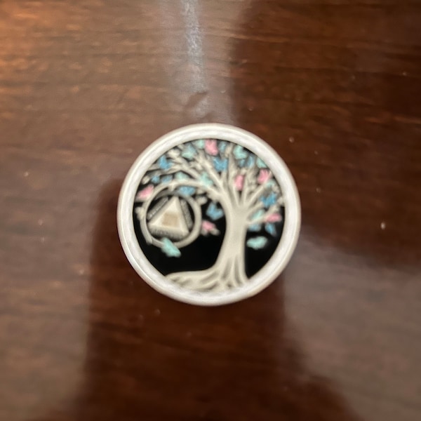 1 Year Sobriety Coin - Tree of Life AA Chip (1-40 Years) - AA Medallion ...