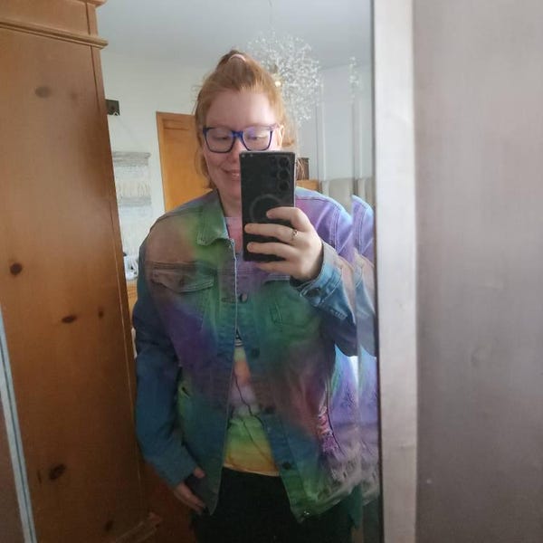 Rainbow Neon Tie Dye Denim Jacket: Unique Colorful Jean Coat - Etsy