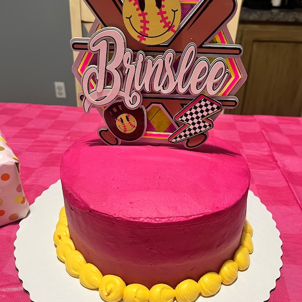 Softball Cake Topper, Softball Birthday, Softball Party, Softball Party ...
