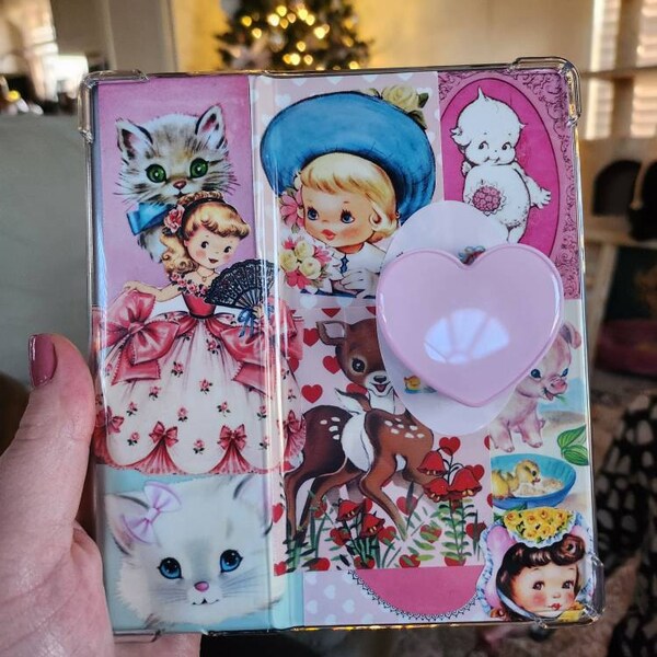 Vintage Pink Stickers Pack. Handmade Cute Kitsch Journal Stickers. Cat ...