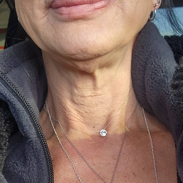 Invisible Solitaire Necklace (4 Prongs) in 6mm or 8mm Austrian Crystal ...