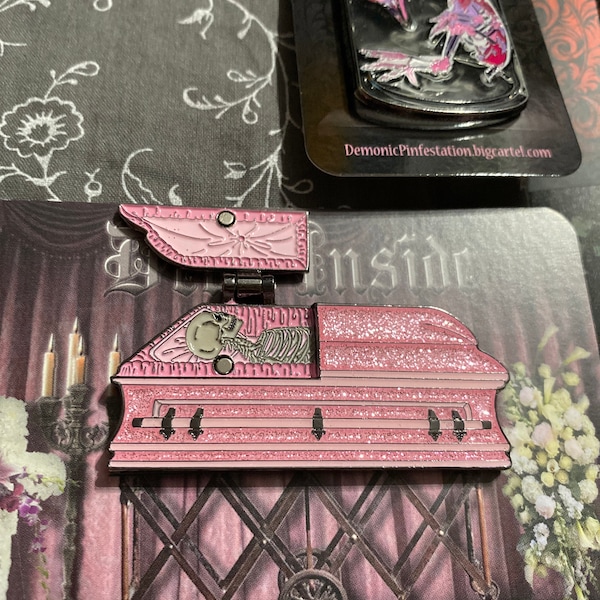 Dead Inside Casket Moving Enamel Pin Cemetery Funeral Mortuary Science ...