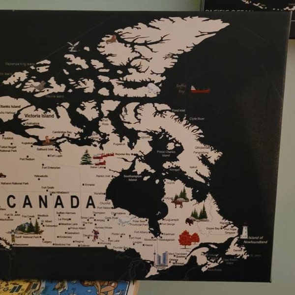 Large Detailed World Map Framed Canvas. A Personalized Travel Map ...