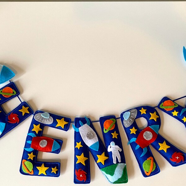 Felt Space Name Garland, Rocket Ship Nursery Decor - Etsy