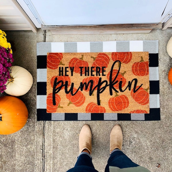 Hey There Pumpkin Doormat, Fall Welcome Mat, Fall Decor, Funny Doormat ...