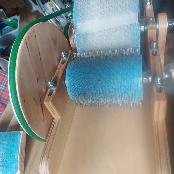 Set: Wooden Drum Carder for Wool and Fiber Combing Cardings Blending ...